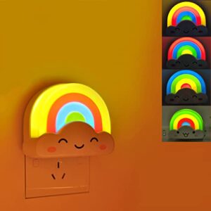 amezin rainbow night light,0.5w plug in night light for kids, led dusk to dawn sensor cute nursery gift nightlight for baby children girl boy toddler