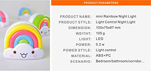 amezin Rainbow Night Light,0.5w Plug in Night Light for Kids, LED Dusk to Dawn Sensor Cute Nursery Gift Nightlight for Baby Children Girl Boy Toddler