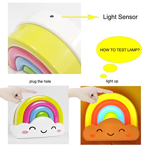 amezin Rainbow Night Light,0.5w Plug in Night Light for Kids, LED Dusk to Dawn Sensor Cute Nursery Gift Nightlight for Baby Children Girl Boy Toddler