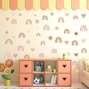 Easma Rainbow Wall Decals Rainbow Wall Stickers for Girls Bedroom Star Heart Wall Decals Watercolor Raindrop Wall Stickers Peel&Stick Wall Sticker Kids Decals for Walls