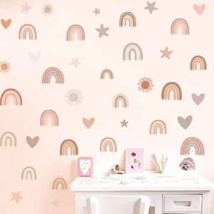 Easma Rainbow Wall Decals Rainbow Wall Stickers for Girls Bedroom Star Heart Wall Decals Watercolor Raindrop Wall Stickers Peel&Stick Wall Sticker Kids Decals for Walls