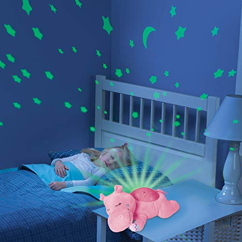 Summer Slumber Buddies Soother (Pink Hippo) – Projector Night Light for Kids with Calming Songs and Sounds