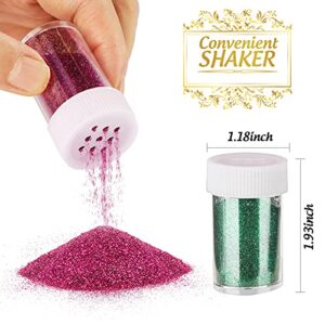 LEOBRO 18 Pack Glitter, Resin Glitter Shake Jar, Fine Glitter, Multi Assorted Set Extra Fine Glitter for Resin Nail Art Crafts Tumbler Scrapbook Jewelry Making, 15g/ Bottle, Total 270g