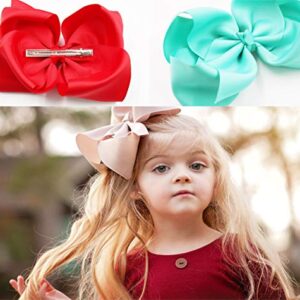 DeD 20 Pcs 8" Hair Bows Clips Boutique Grosgrain Ribbon Big Large Bows Alligator Hair Accessories For Baby Girls Teens Kids