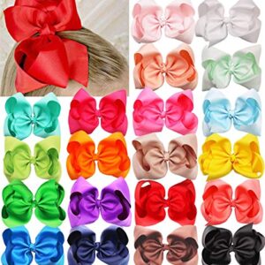 DeD 20 Pcs 8" Hair Bows Clips Boutique Grosgrain Ribbon Big Large Bows Alligator Hair Accessories For Baby Girls Teens Kids