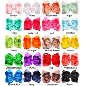 DeD 20 Pcs 8" Hair Bows Clips Boutique Grosgrain Ribbon Big Large Bows Alligator Hair Accessories For Baby Girls Teens Kids