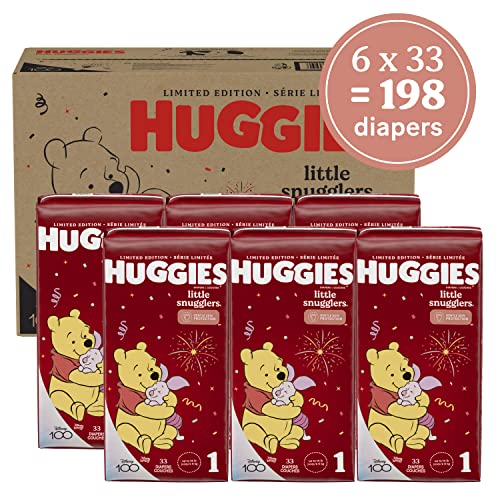 Huggies Little Snugglers Baby Diapers, Size 1 (8-14 lbs), 198 Ct, Newborn Diapers