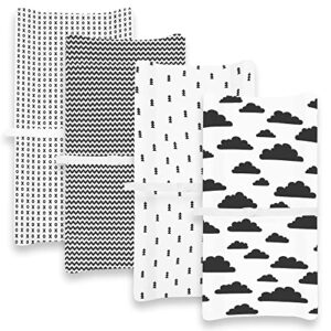 Changing Pad Cover – Premium Baby Changing Pad Covers 4 Pack – Boy or Girl Changing Pad Cover – Pure Jersey Machine Washable Black and White Changing Table Cover – Diaper Changing Pad Cover Sheets