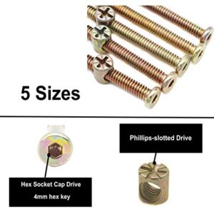 binifiMux Baby Bed Crib Screws Hardware Replacement Kit, 100pcs 1/4-20" Crib Hardware Screws Barrel Nuts Replacement Kit for Cot Chairs Furniture