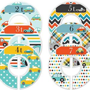 Mumsy Goose Baby Boy Clothes Dividers Nursery Closet Dividers Cars and Trucks (Sizes 2t - 7(6 Rings))