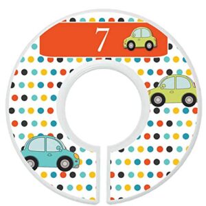 Mumsy Goose Baby Boy Clothes Dividers Nursery Closet Dividers Cars and Trucks (Sizes 2t - 7(6 Rings))