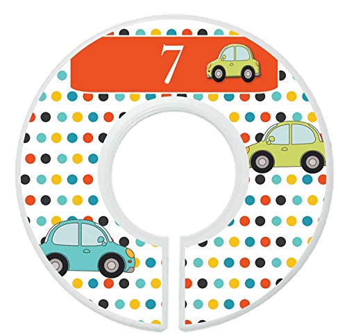 Mumsy Goose Baby Boy Clothes Dividers Nursery Closet Dividers Cars and Trucks (Sizes 2t - 7(6 Rings))