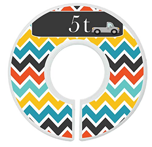 Mumsy Goose Baby Boy Clothes Dividers Nursery Closet Dividers Cars and Trucks (Sizes 2t - 7(6 Rings))