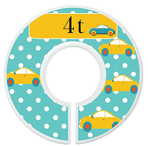 Mumsy Goose Baby Boy Clothes Dividers Nursery Closet Dividers Cars and Trucks (Sizes 2t - 7(6 Rings))