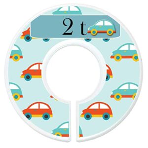 Mumsy Goose Baby Boy Clothes Dividers Nursery Closet Dividers Cars and Trucks (Sizes 2t - 7(6 Rings))