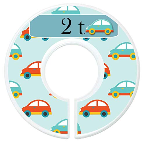 Mumsy Goose Baby Boy Clothes Dividers Nursery Closet Dividers Cars and Trucks (Sizes 2t - 7(6 Rings))