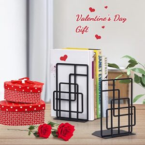 SRIWATANA Book Ends Heavy Duty, Decorative Black Bookends for Shelves, Window Lattice Design