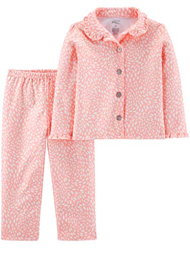 Simple Joys by Carter's Toddler Girls' 2-Piece Coat Style Pajama Set, Pink, Dots, 2T