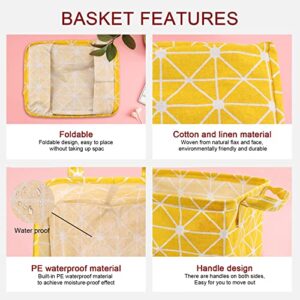 5 Pcs Foldable Storage Bin Basket,Foldable Container Organizer Fabric Storage Receive Baskets with Handle Cotton Linen Blend Storage Bins for Makeup, Book, Baby Toy,9.85x7.9x5.5 inch