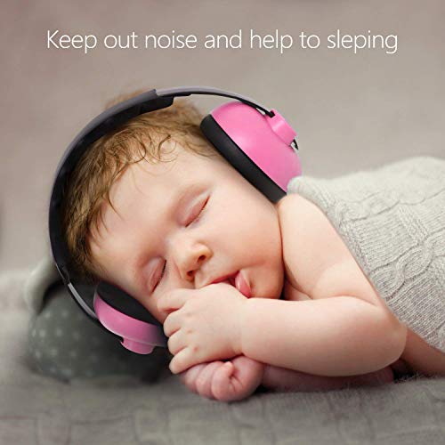 Baby Ear Protection Noise Cancelling Headphones for Kids Noise Reduction Hearing Protection Earmuffs for 0-3 Years Babies, Toddlers, Infant (Redrose)