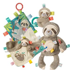 Taggies Sensory Stuffed Animal Soft Rattle with Teether Ring, Molasses Sloth