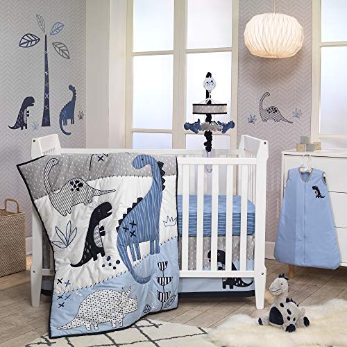 Lambs & Ivy Baby Dino Blue/Gray Dinosaur Musical Baby Crib Mobile Soother Toy