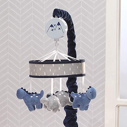 Lambs & Ivy Baby Dino Blue/Gray Dinosaur Musical Baby Crib Mobile Soother Toy