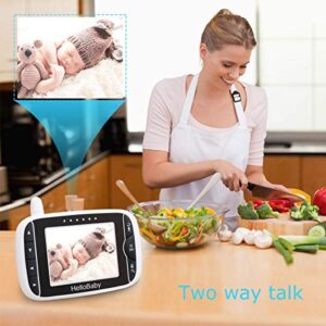 HelloBaby Baby Monitor with Remote Pan-Tilt-Zoom Camera and 3.2'' LCD Screen, Infrared Night Vision (Black)