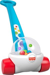 fisher-price corn popper baby to toddler push toy with ball-popping action for ages 1+ years, 2-piece assembly, blue