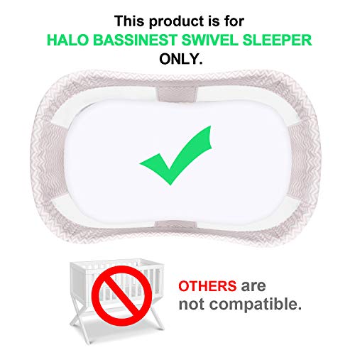 Bassinet Mattress Cover Compatible with Halo Bassinest Swivel Sleeper Bassinet Mattress Pad, 2 Pack, Microfiber, Waterproof and Soft, White