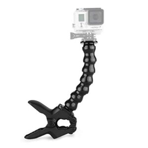 walway clamp mount with adjustable gooseneck for gopro hero 8/7/ 6/5/ 4/3+/ 3/2/ 1, hero 2018, session, fusion, dji osmo xiaomi yi camera