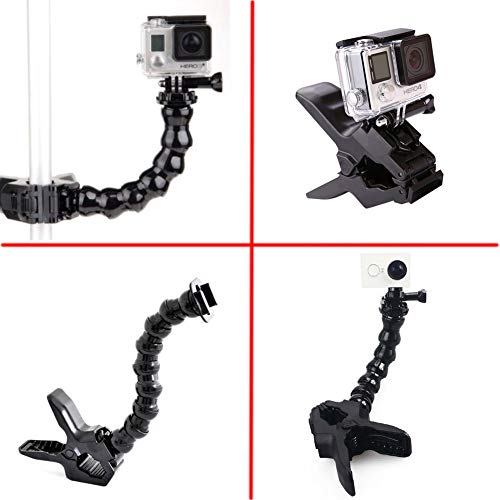 Walway Clamp Mount with Adjustable Gooseneck for Gopro Hero 8/7/ 6/5/ 4/3+/ 3/2/ 1, Hero 2018, Session, Fusion, DJI Osmo Xiaomi Yi Camera