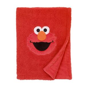 sesame street elmo red soft plush sherpa toddler blanket with applique