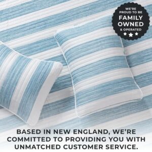 Twin Coastal Quilt Bedding Set, Summer Coastal Quilt with Sham, Beach 2-Piece Reversible All Season Bedspread Quilt Set. Lightweight Nautical Quilted Coverlet. Casco Bay Collection, Blue