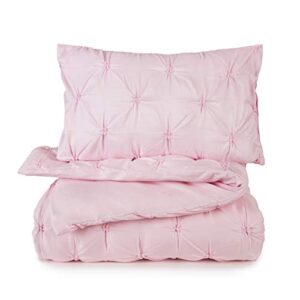 tadpoles 2 piece toddler gathered duvet set cover, pink