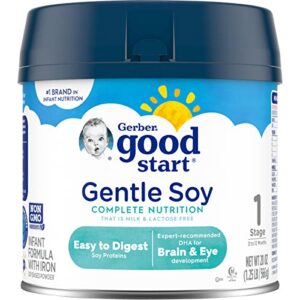 gerber good start baby formula powder, gentle soy, plant based protein & lactose free non-gmo powder infant formula, stage 1, 20 ounce (pack of 1)