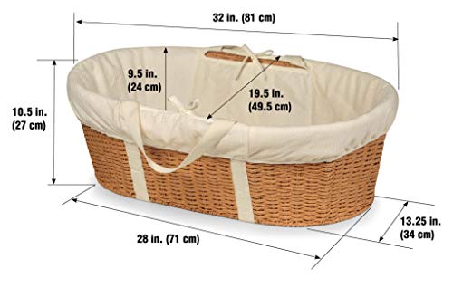 Wicker-Look Woven Baby Moses Changing Basket with Pad and Cover