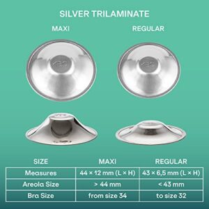 Koala Babycare The Original Silver Nursing Cups - Nipple Shields for Nursing Newborn -Breastfeeding Essentials - Protect and Soothe - Tri-Laminate Silver - Standard Size