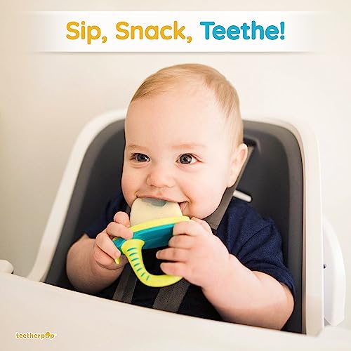 teetherpop No Mess Frozen Baby Teethers, Fill w/Breastmilk, Purees, Smoothies, Juice, USA Made, Medical Grade Materials, Soothie Pacifier, Baby Fruit Feeder, Teething Toys for Teething Relief