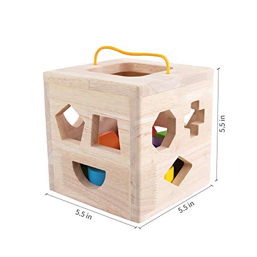 GEMEM Shape Sorter Toy My First Wooden 12 Building Blocks Geometry Learning Matching Sorting Gifts Didactic Classic Toys for Toddlers Baby Kids 2 3 Years Old