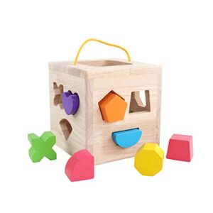 GEMEM Shape Sorter Toy My First Wooden 12 Building Blocks Geometry Learning Matching Sorting Gifts Didactic Classic Toys for Toddlers Baby Kids 2 3 Years Old