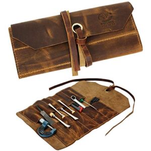 leather tool roll up pouch - leather tool wrench roll/chisel bag by rustic town