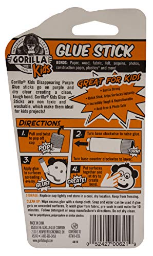 Gorilla Kids Disappearing Purple Glue Sticks, Two 6 Gram Sticks, (Pack of 1)