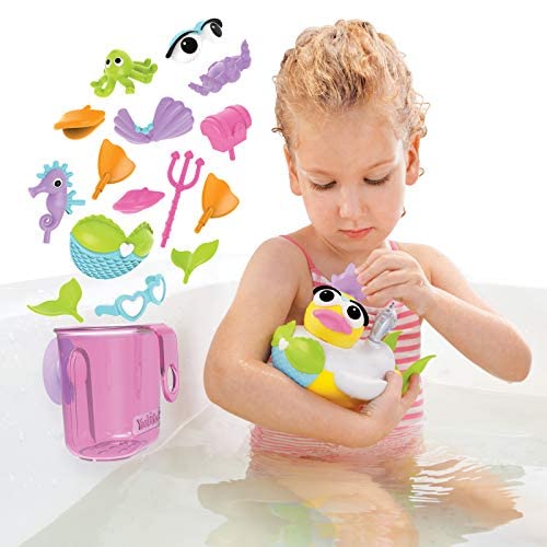 Yookidoo Jet Duck Mermaid Bath Toy with Powered Water Shooter - Sensory Development & Bath Time Fun for Kids - Battery Operated Bath Toy with 15 Pieces - Ages 2+