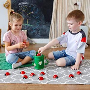 Counting Ladybugs - Montessori Wooden Counting Toy for Girls 3 4 5 Year Old - Ladybug Learning Toys for Toddlers - Preschool Kids Toys for Number Matching, Sorting & Fine Motor Skills - Lady Bug Gifts