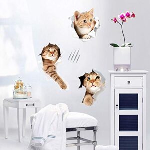 WMdecal 12PCS Removable 3D Cartoon Animal Cats Vinyl Wall Stickers Easy to Peel and Stick Cute Cat Wallpaper Murals for Nursery Room Toilet Kitchen Offices