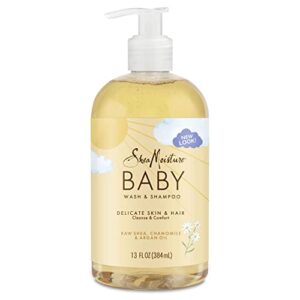 sheamoisture baby wash & shampoo for all skin types raw shea, chamomile & argan oil baby wash and shampoo with frankincense & myrrh to help cleanse 13 oz