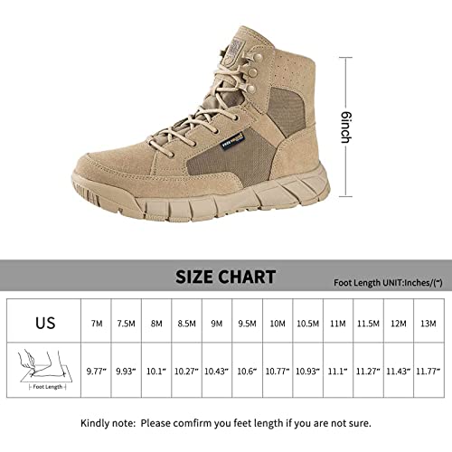 FREE SOLDIER Waterproof Hiking Work Boots Men's Tactical Boots 6 Inches Military Boots (Tan, 10.5)