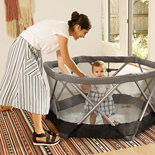 born free NISA-Playard - Easy Pop Open Portable-Playard with Oversized Canopy, Padded Floor and Machine Washable Fabrics