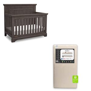 simmons kids slumbertime paloma 4-in-1 convertible baby crib & ultra deluxe 2-in-1 innerspring crib and toddler mattress, rustic grey